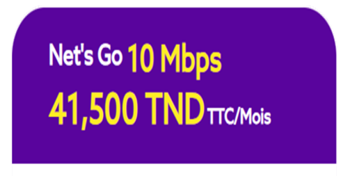 NET'S GO 10 MBPS 41,500 TND TTC/MOIS - B2B Tunisia